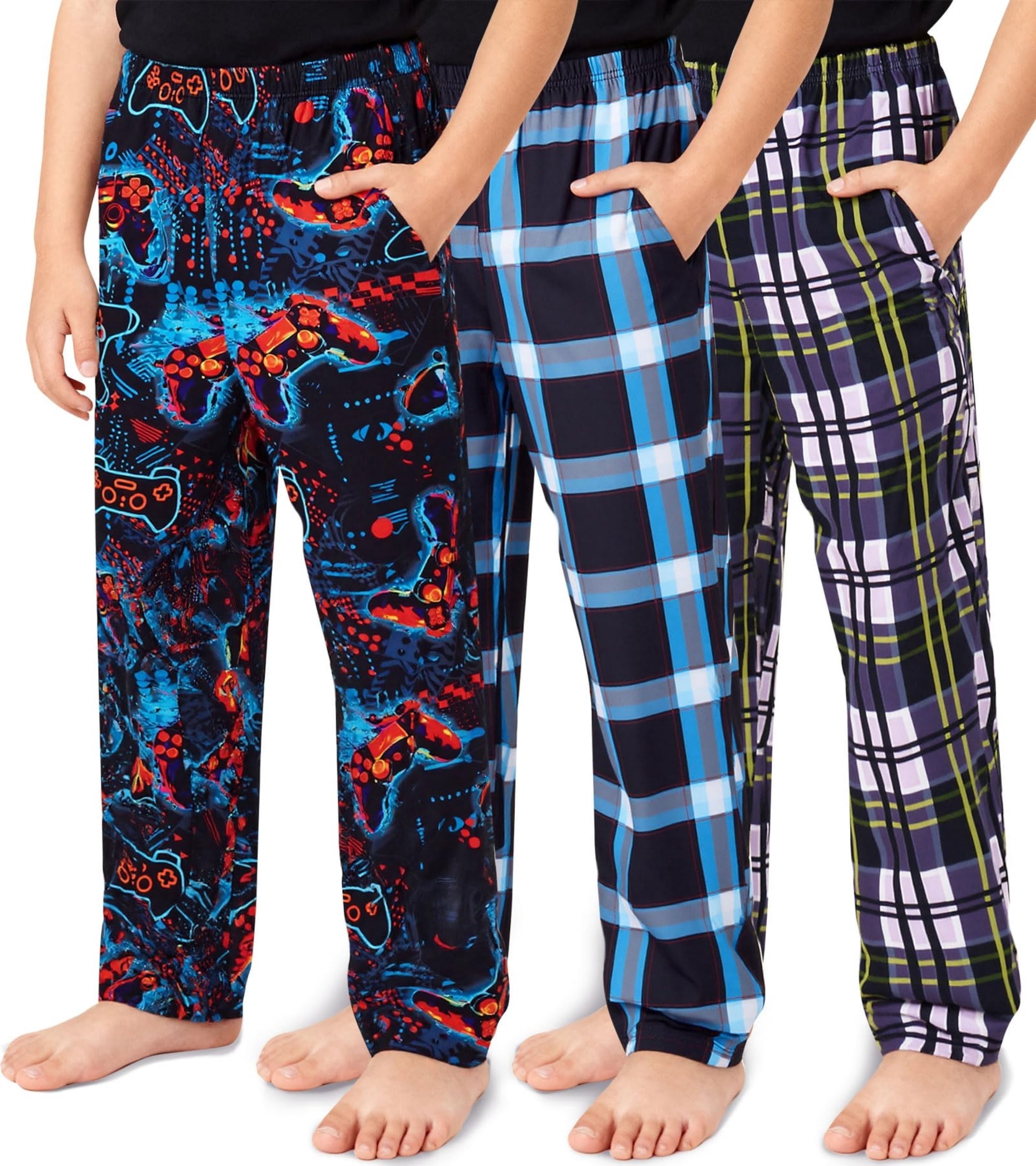 Aideaone 3-Pack Boys Pajama Pants Kids Soft Sleepwear Printed Plaid Pj ...