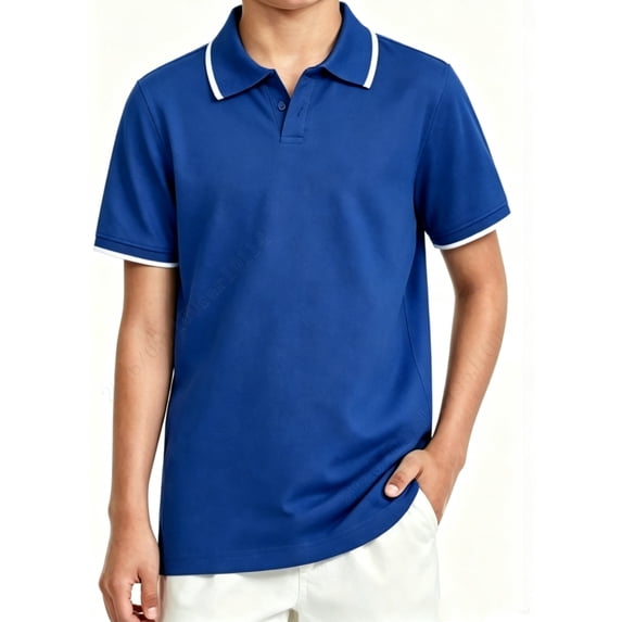 Aideaone Boys Polo Shirt Solid Color V-Neck Casual Short Sleeve Shirts ...