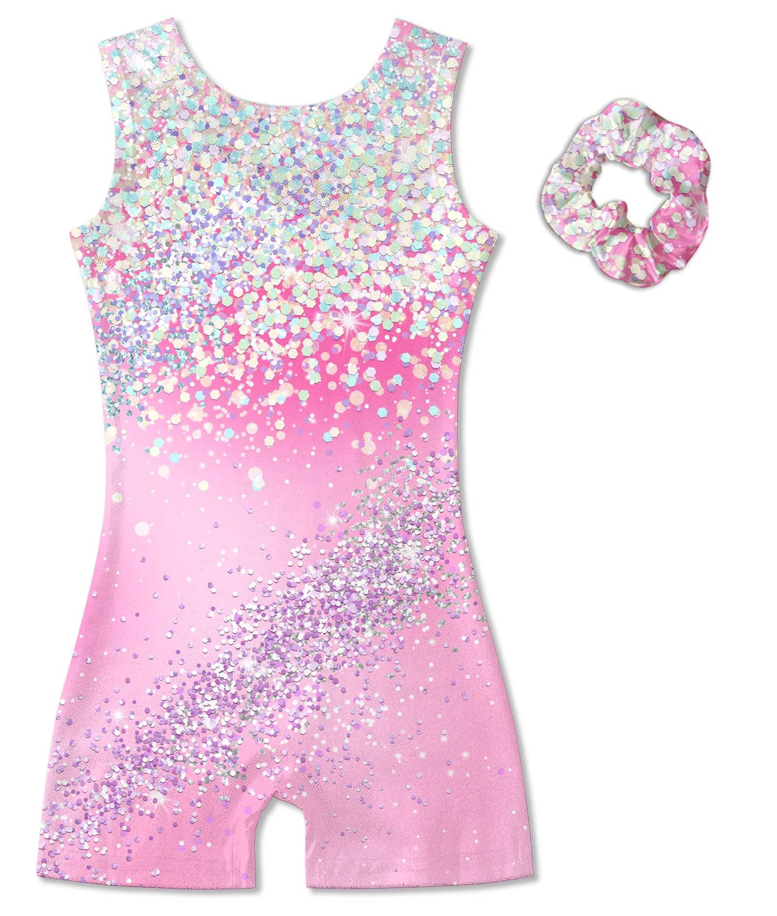 Aridak Girl Gymnastic Leotards with Hair Scrunchie Sparkle Dance ...