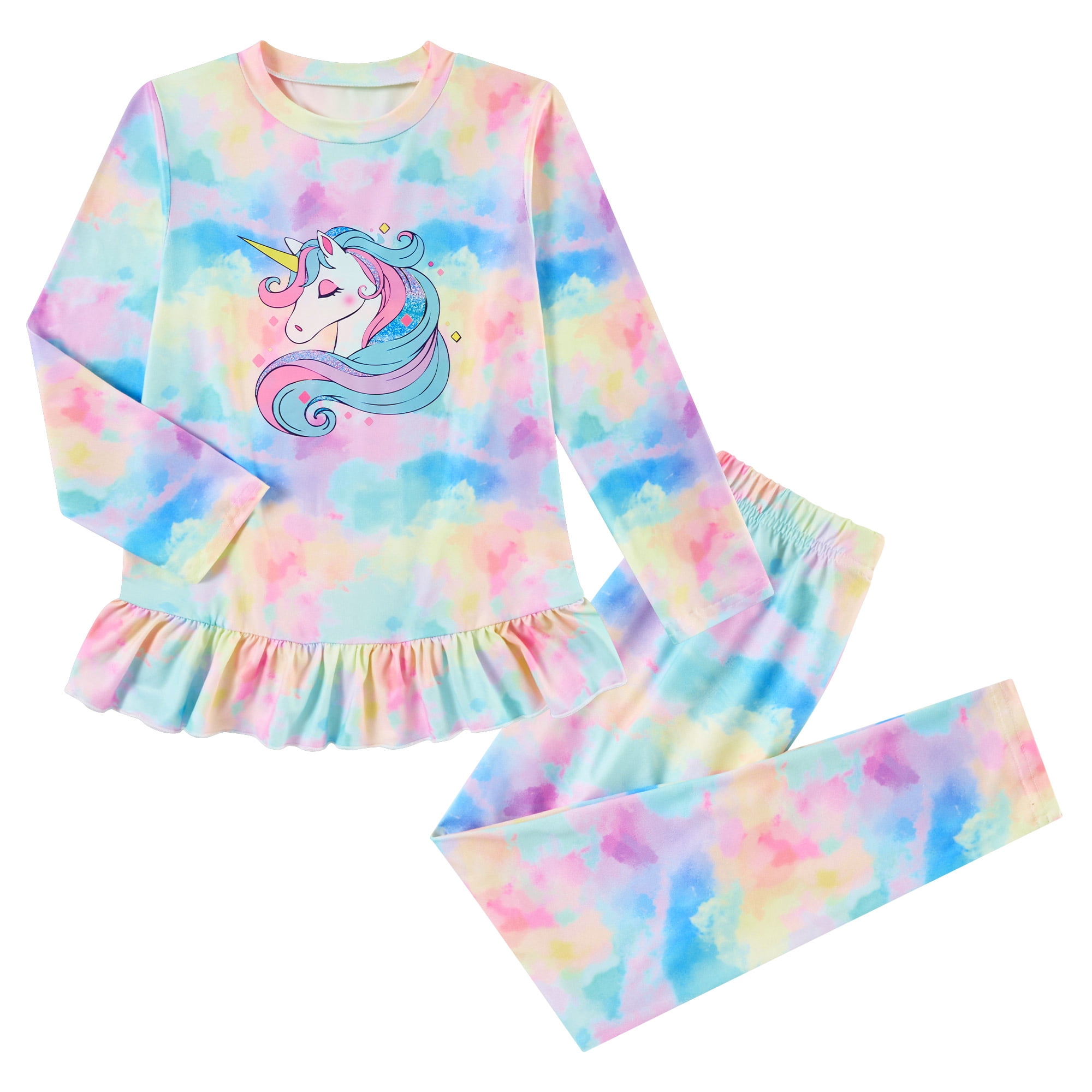 Aideaone Girls Outfit Fall 2 Pcs Clothes Sets Long Sleeve Ruffle Hem ...