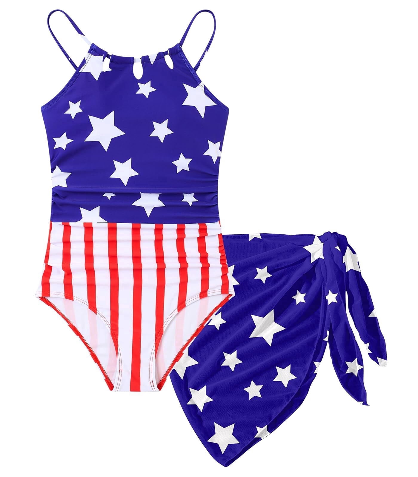 Aideaone Girls Swimsiut One-Piece with Cover Up Adjustable Straps Cut ...