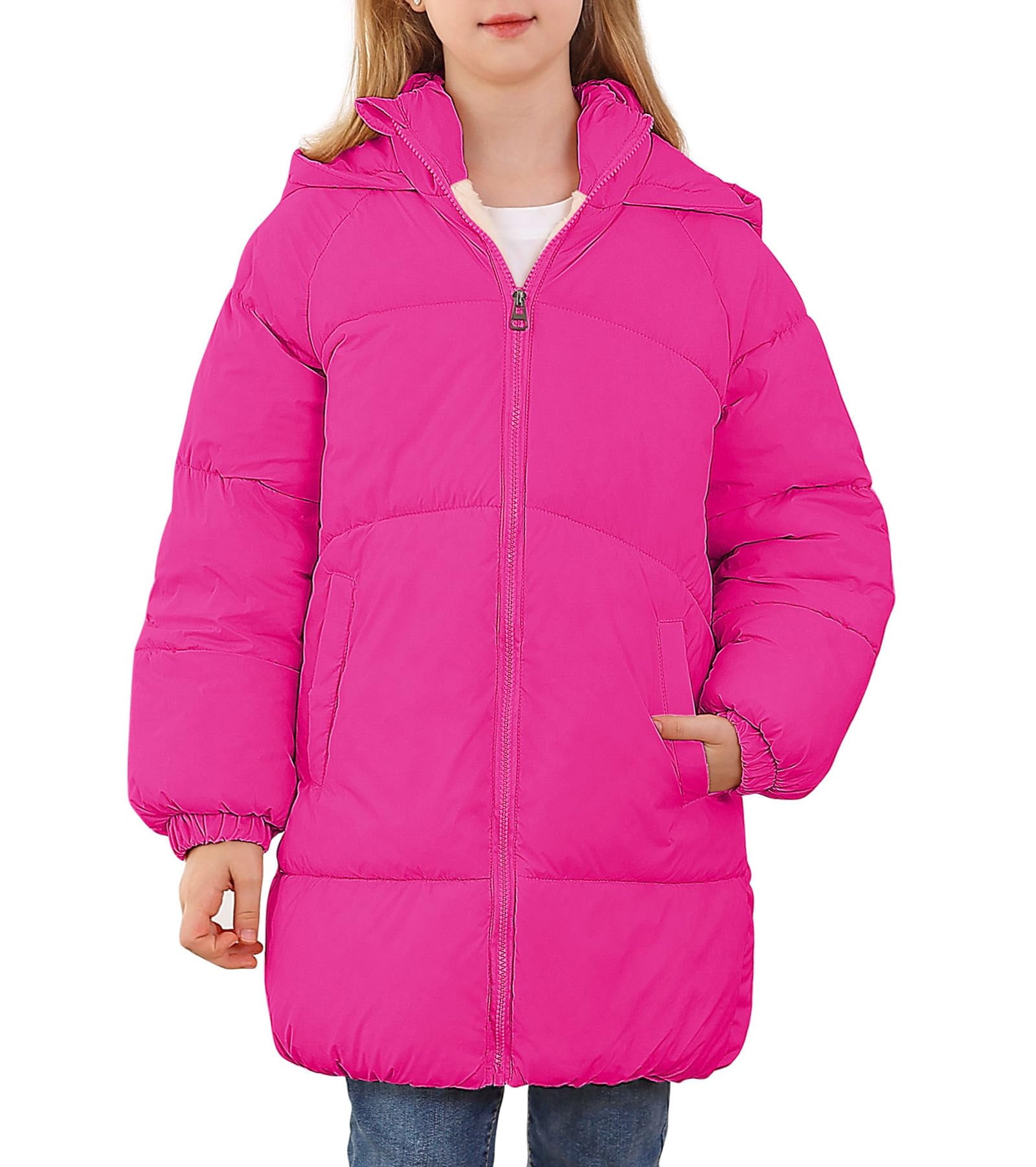 Aideaone Girls Winter Coats, Hooded Puffer Jackets, Size 5-12Y ...