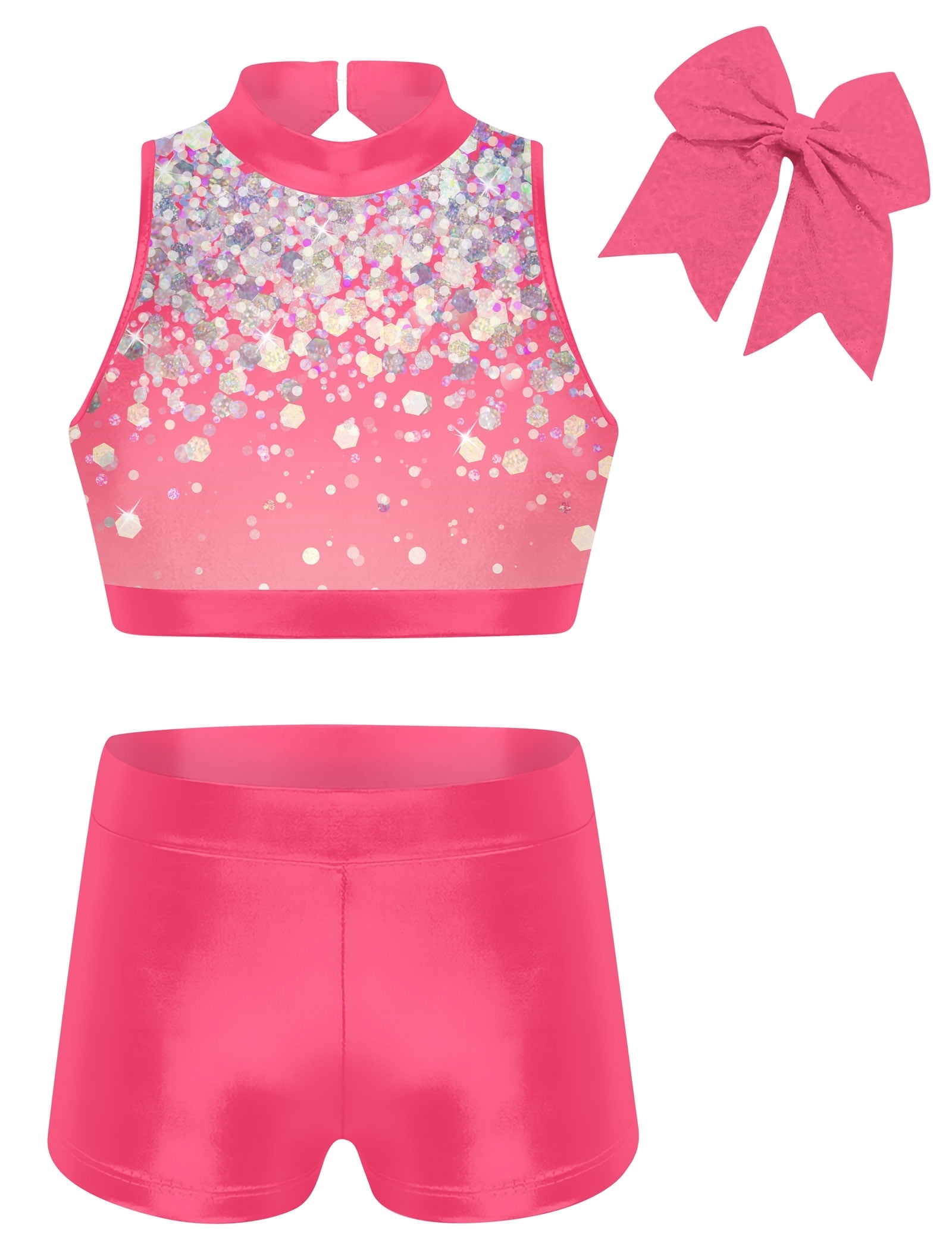 Aideaone Gymnastics Leotards for Girls with Shorts Sparkly Ballet Dance ...