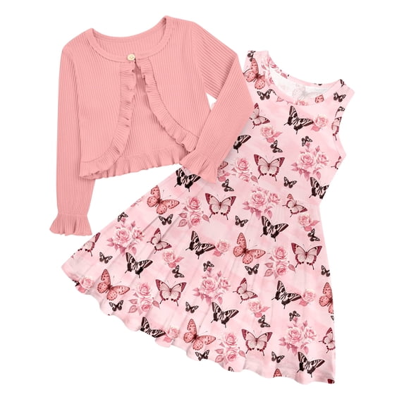 Aideaone Toddler Girl Sleeveless Dresses and Long Sleeve Ruffle ...