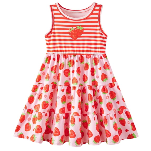 Aideaone Toddler Girls Dresses Sleeveless Tiered Sundress Kids Cute ...
