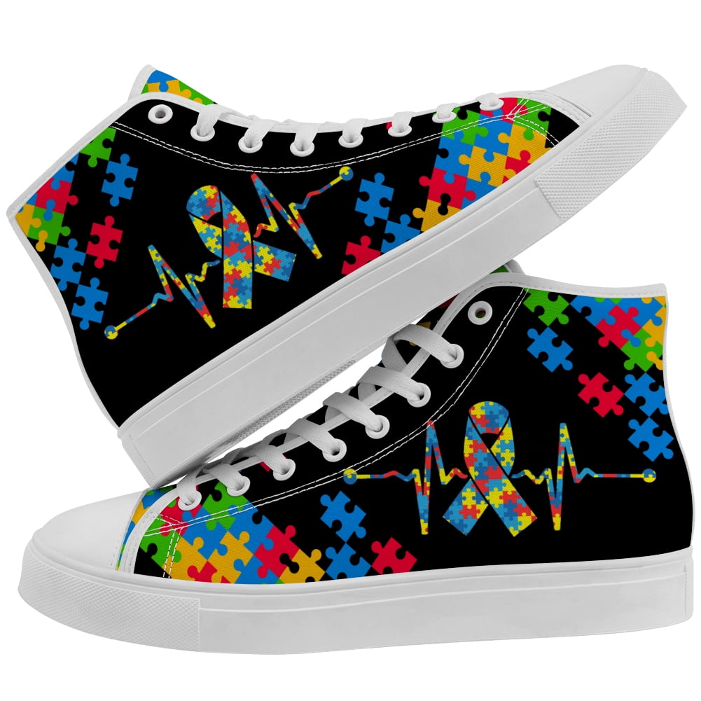 Aidianart Womens Autism Awareness High Top Canvas Sneakers High Top ...