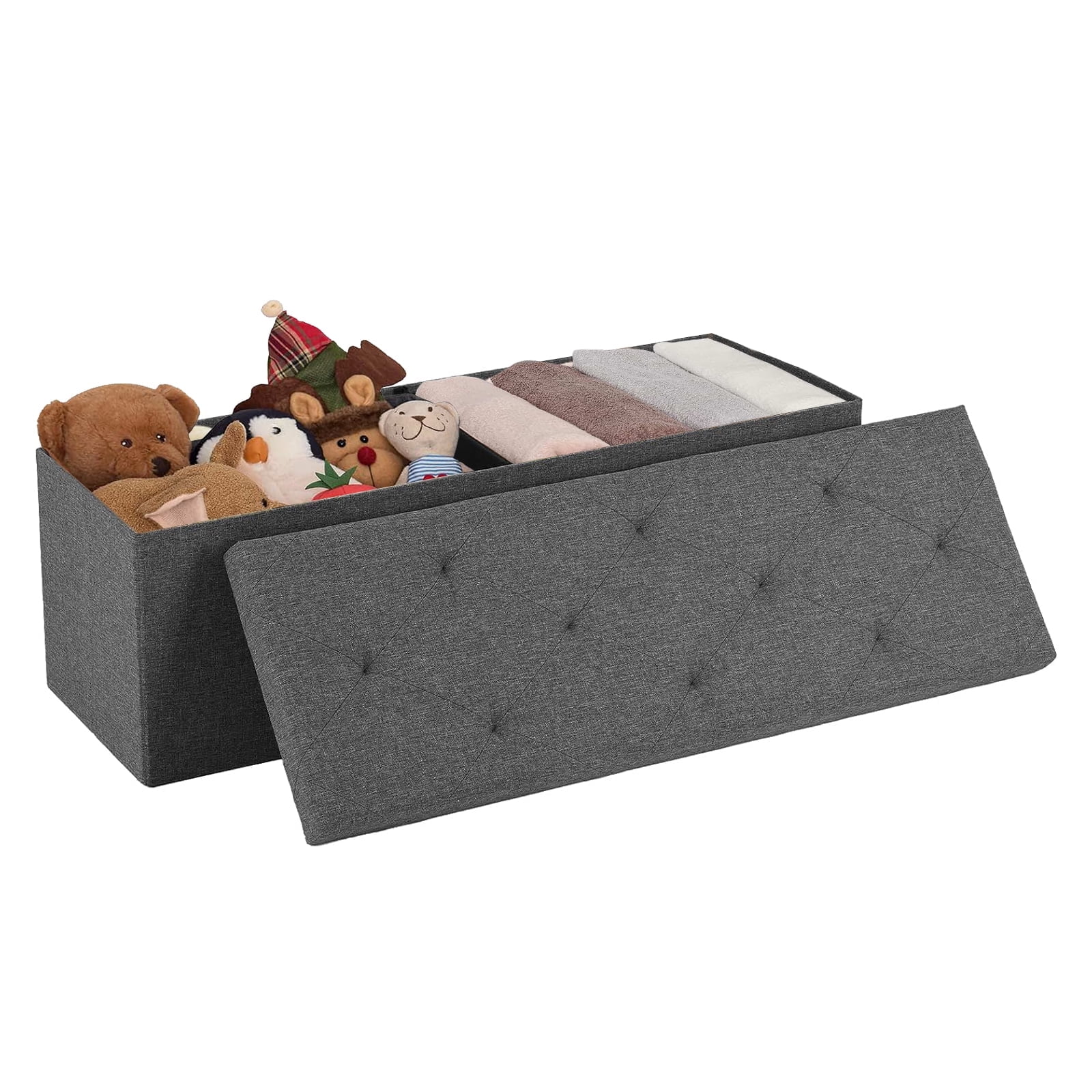 Aidoly 43-Inch Folding Storage Ottoman Bench with Padded Seat, Bedroom ...