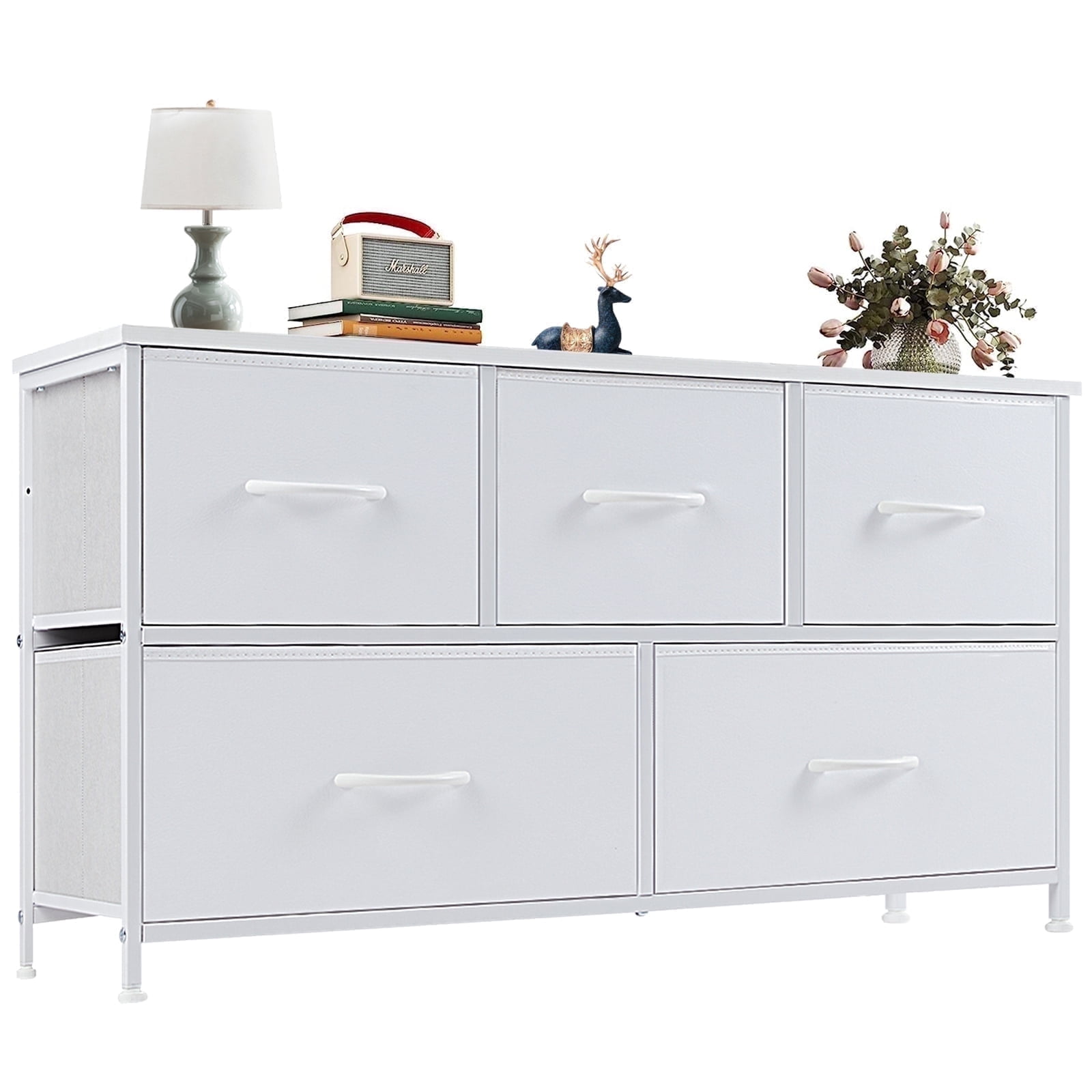 Aidoly Dresser for Bedroom, 5 Storage Drawers, Anti-Tip Wide Fabric ...
