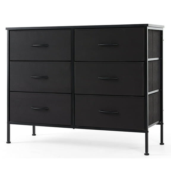 9 Drawer Dresser with Metal Frame and Wooden Top Fabric Storage ...