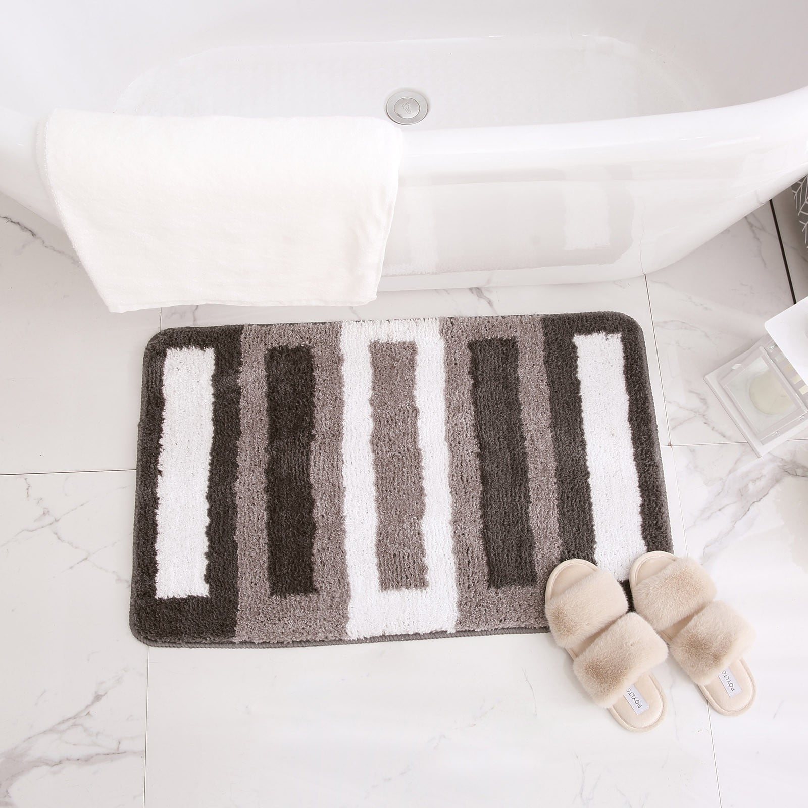 Aidoshy Bathroom Rugs,Microfiber Striped Bathroom Rugs Bath Mat Extra ...
