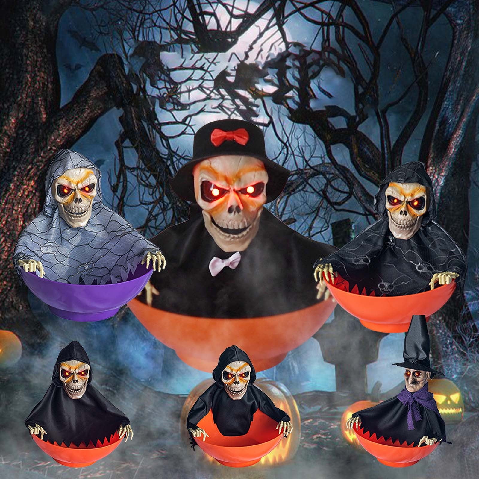 Aidoshy Candy Bowl, Animated Skeleton Candy Dish with Motion Activated ...