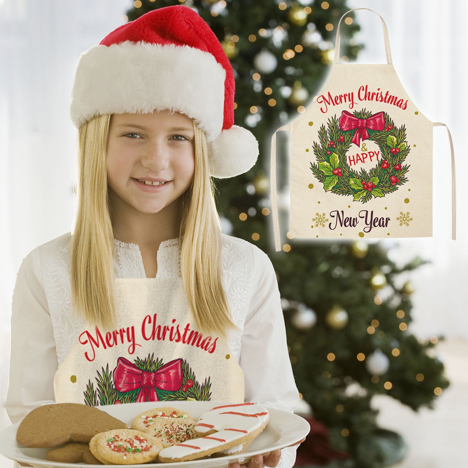 Aidoshy Christmas Apron For Women Adjustable Bib Kitchen Aprons ...