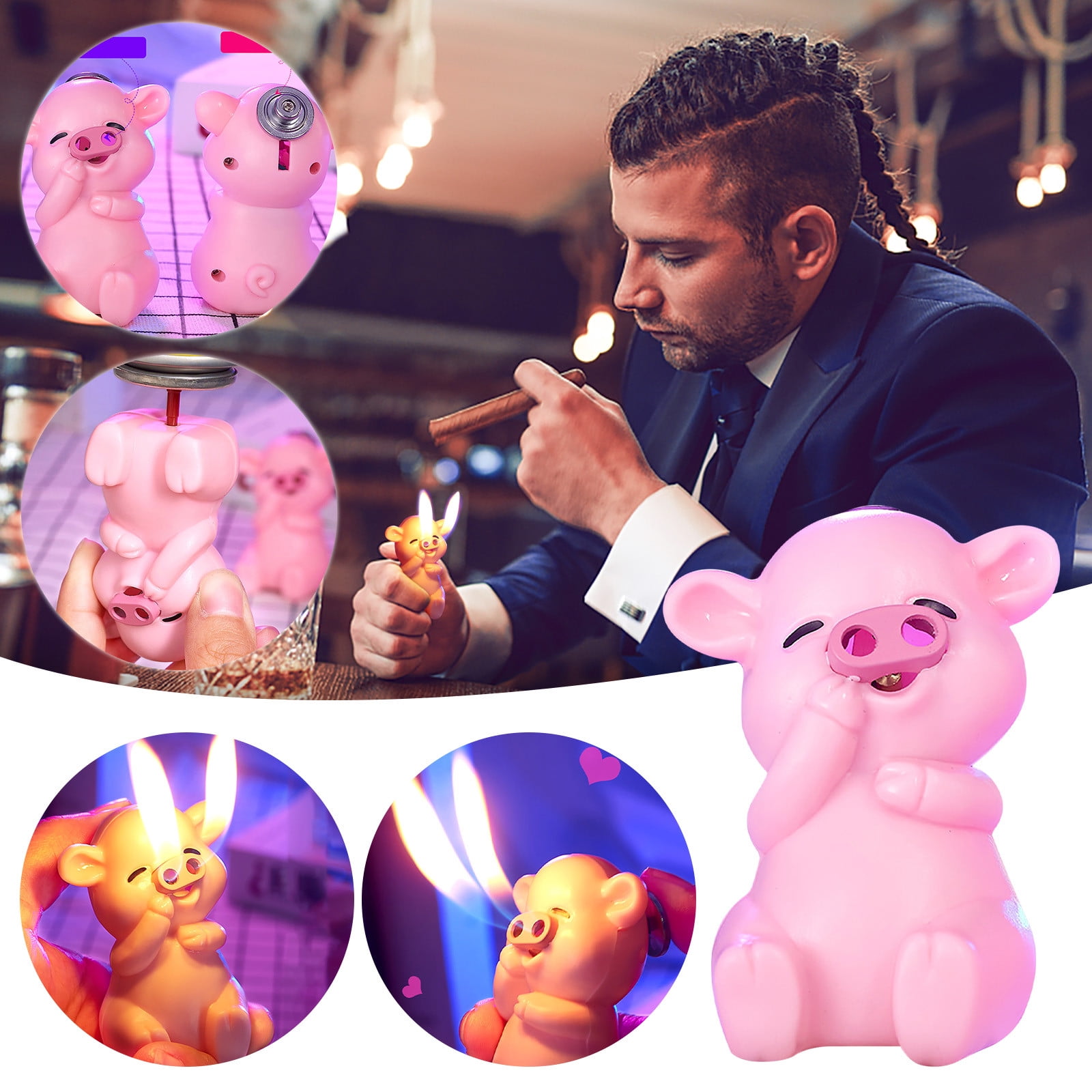 Aidoshy Electric Lighter, Personality Small Ornament Cute Pig Double ...