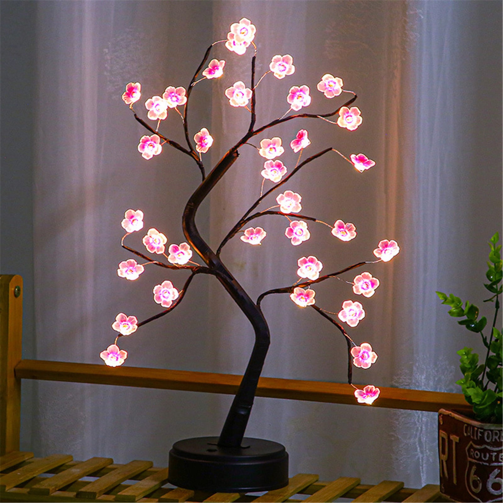 Aidoshy Flower Tree Lights Branch Potted Lights Ornaments For Night ...