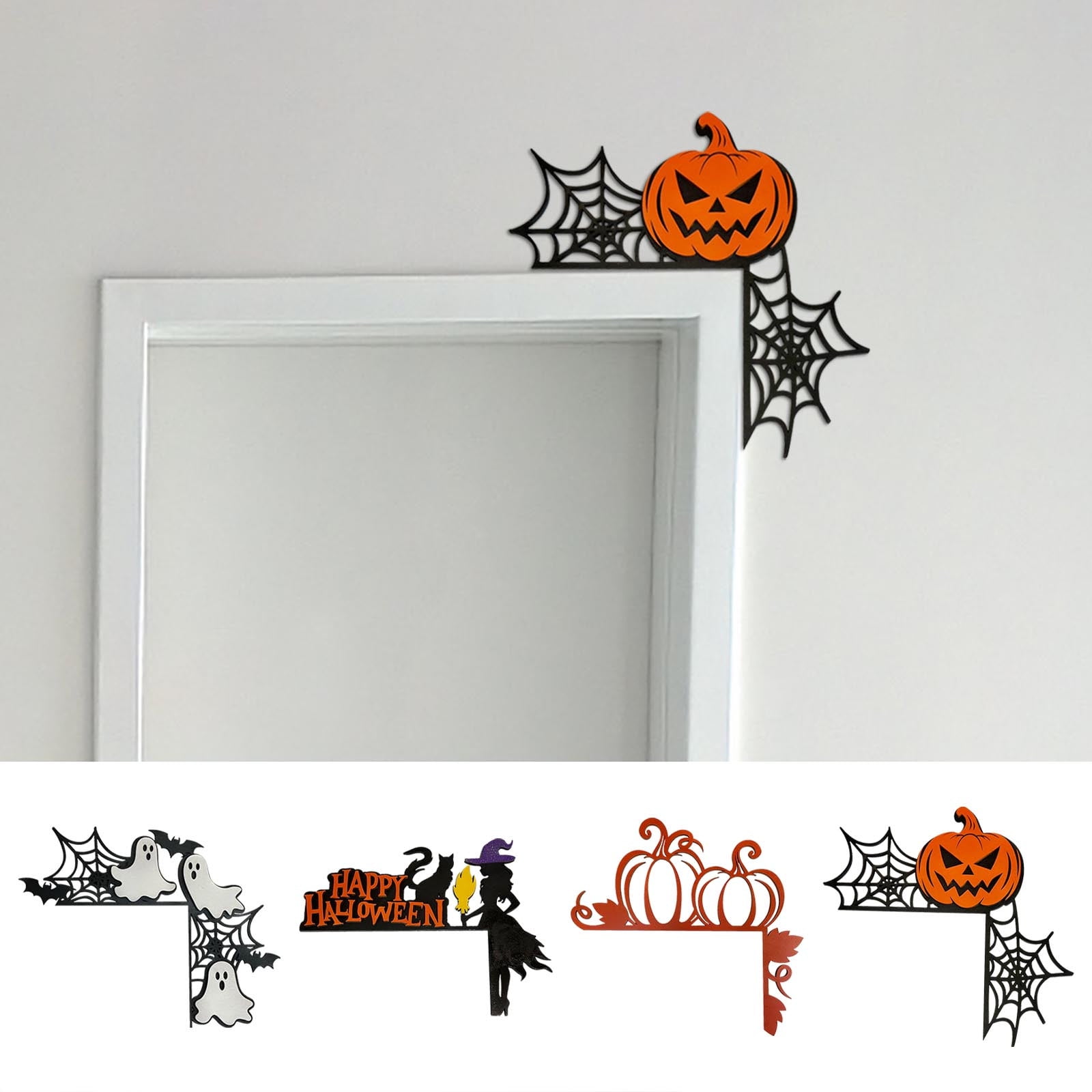 Aidoshy Halloween Door Corner Sign, 4D Cat Witch on Broom Pumpkin ...