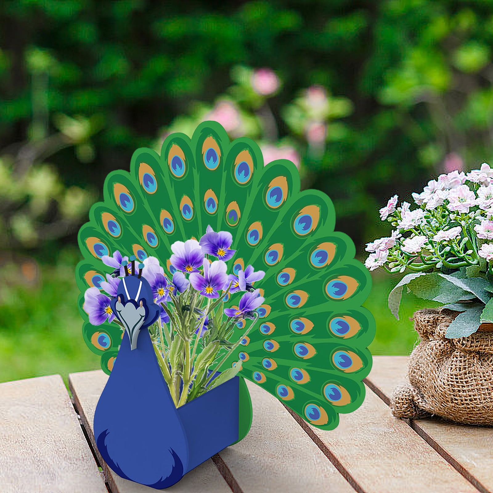 Aidoshy Peacock Flower Pot Garden Art Flower Pot Home Desktop Storage ...