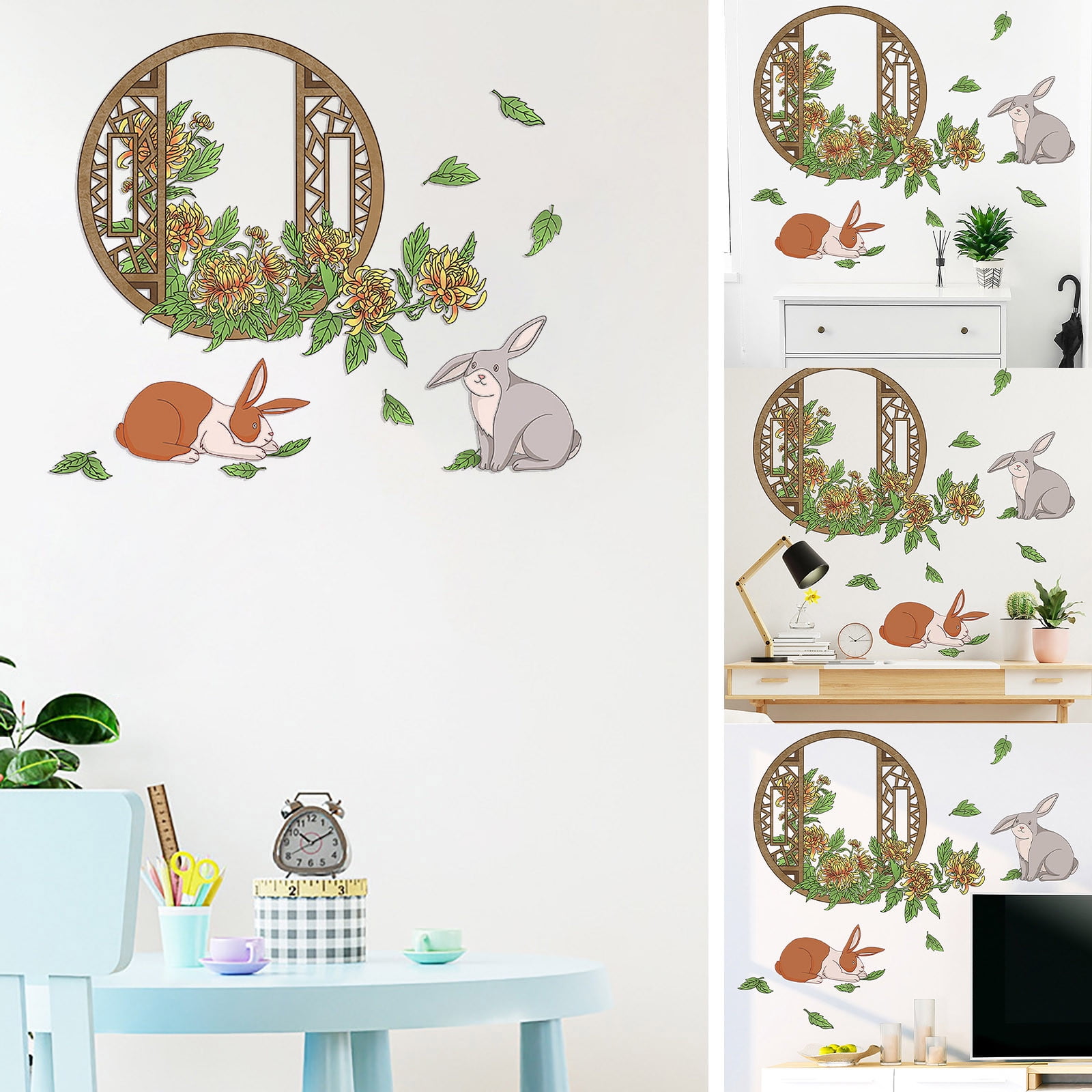 Aidoshy Wall Paper Peel and Stick Modern,Idyllic Fake Window ...