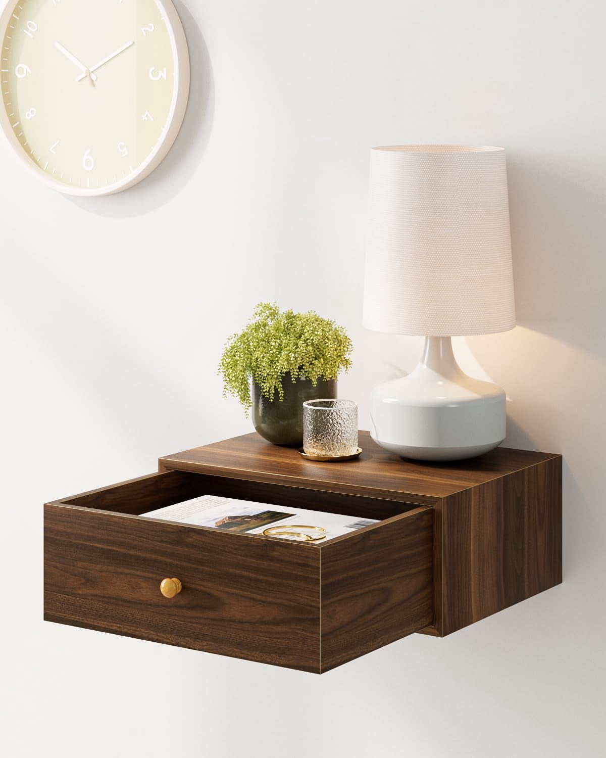 Aienvey Floating nightstand, Floating Shelf with Drawer, Wall Mounted ...