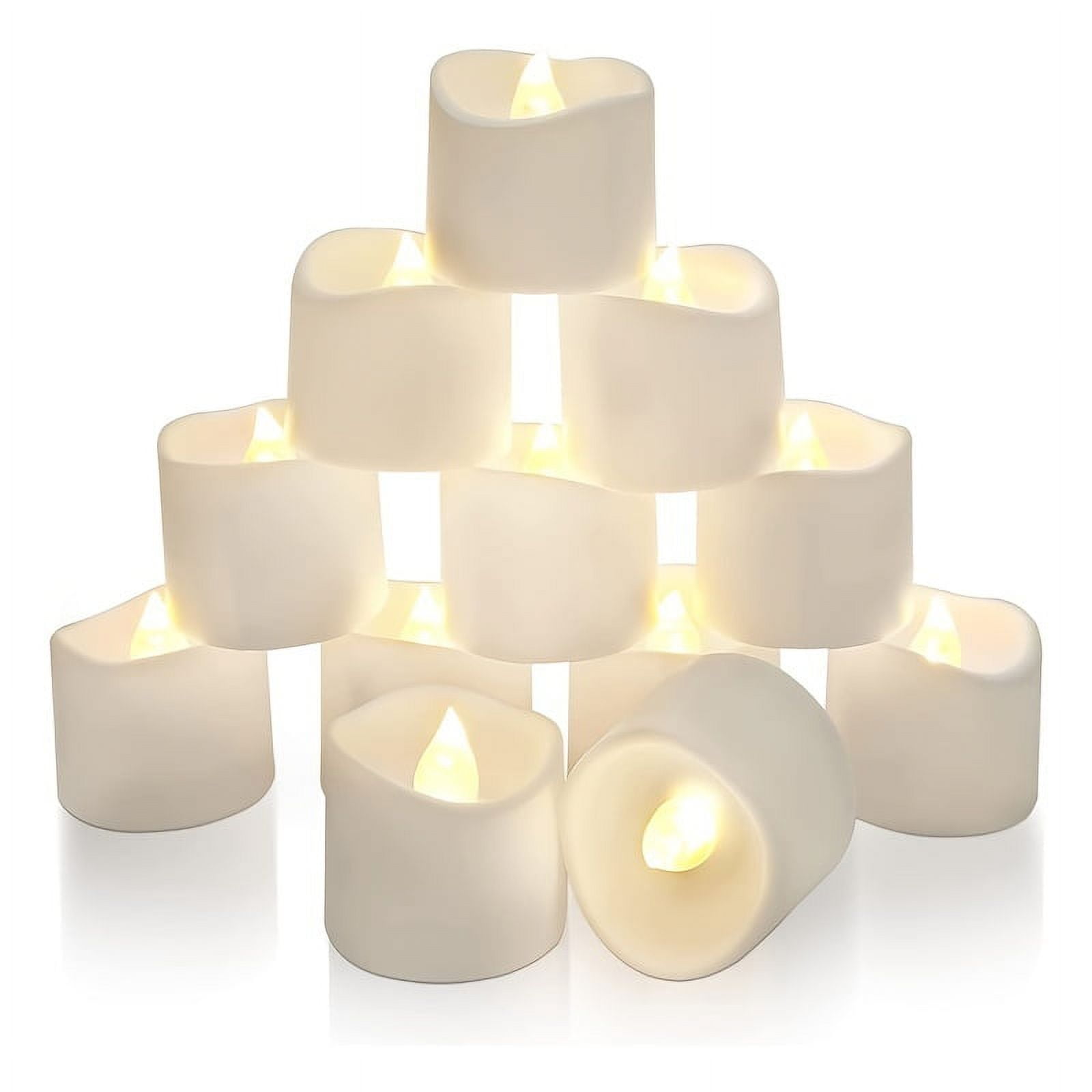 Aierliusa Flameless LED Votive Candles, Warm White, Automatic Timer, 12 ...