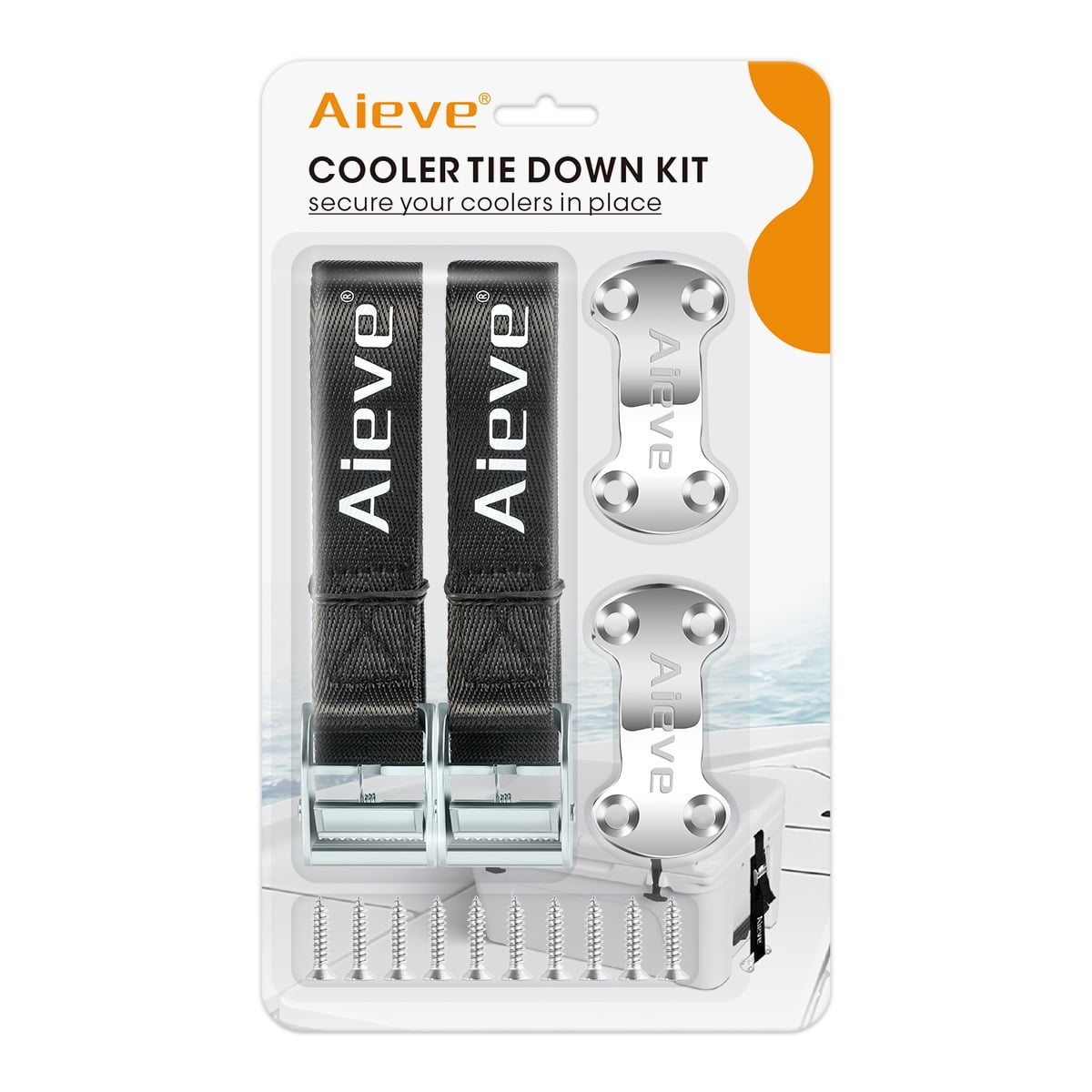 Aieve Cooler Tie Down Straps Kit - Ice Chest Lock Bracket - Cooler ...