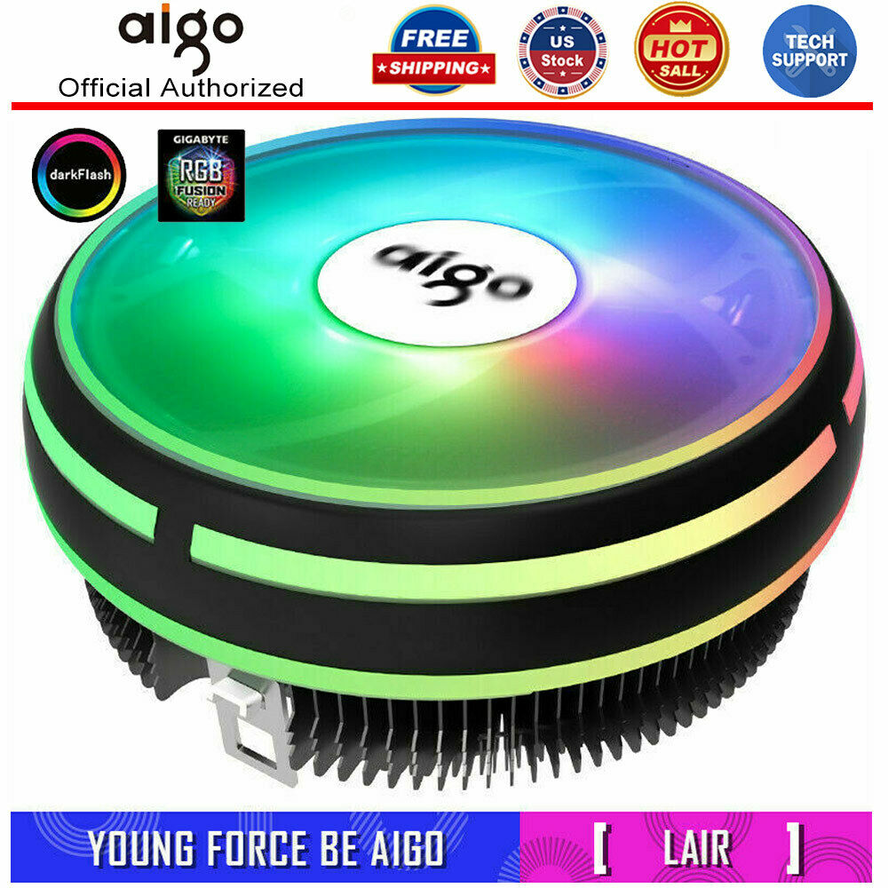 Aigo PC CPU Cooler 125mm Mute PWM CPU Fan RGB Little 4Pin Computer ...