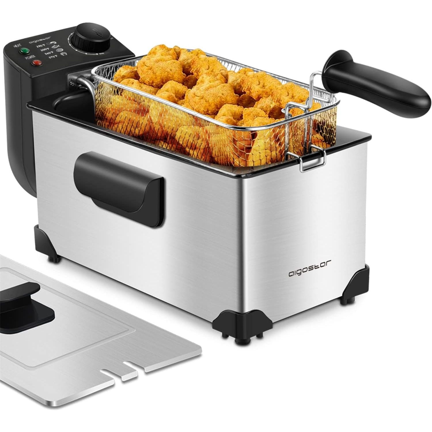 Aigostar Deep Fryer with Basket, 3L/3.2Qt Stainless Steel Electric Deep ...