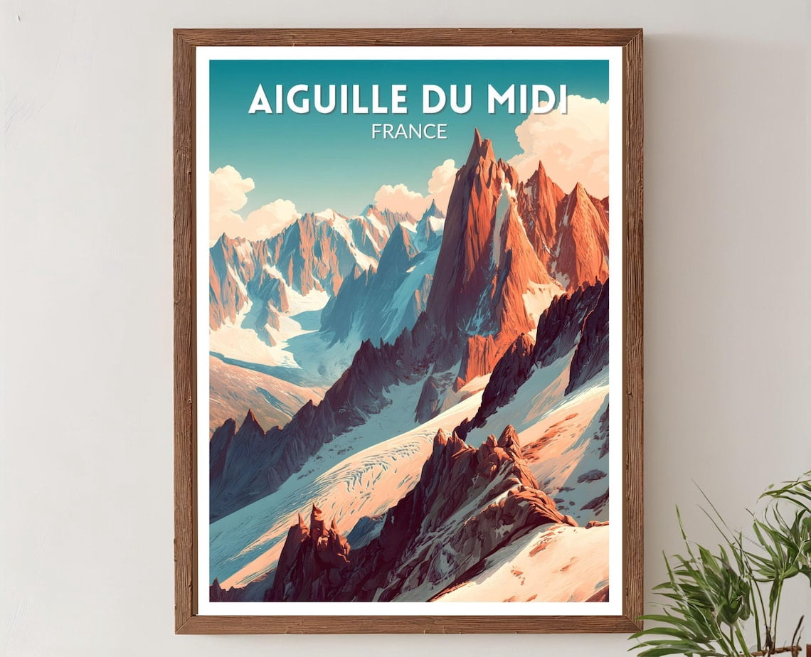 Aiguille du Midi France Retro Travel Mid Century Modern Vintage ...