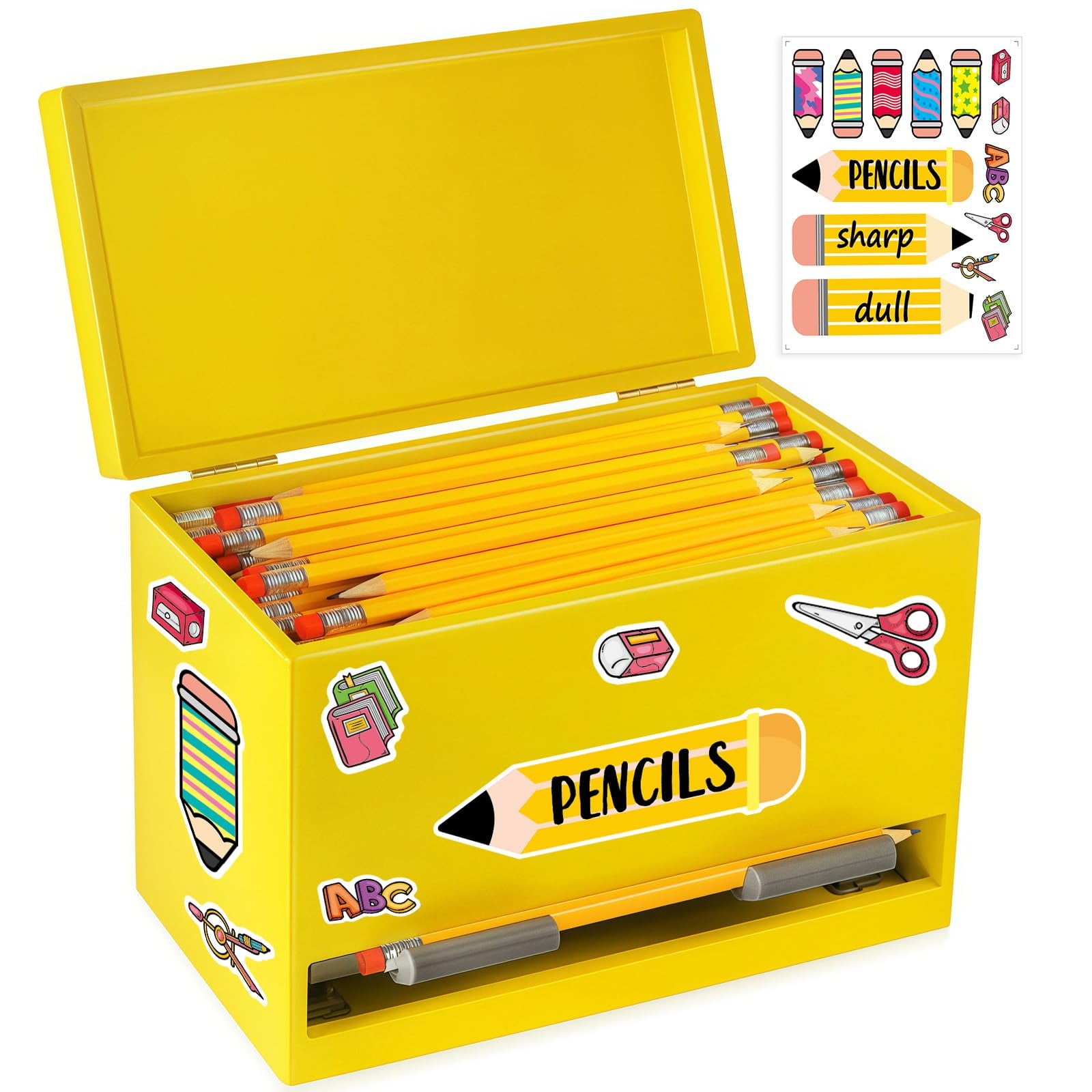 Aigybobo Pencil Dispenser for Classroom, Wooden Pencil Holder for Desk ...