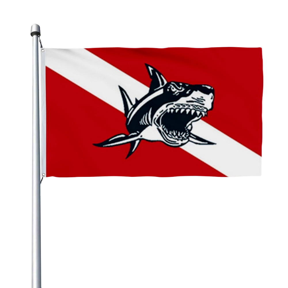 Aihccy Diver Down Shark Flag Flag with Brass Grommets Size - 3x5Ft ...