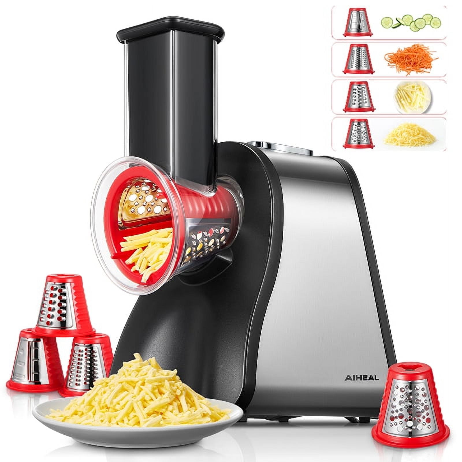 Free Shipping! Aiheal Electric Cheese Grater, 4-in-1 Food Processor ...