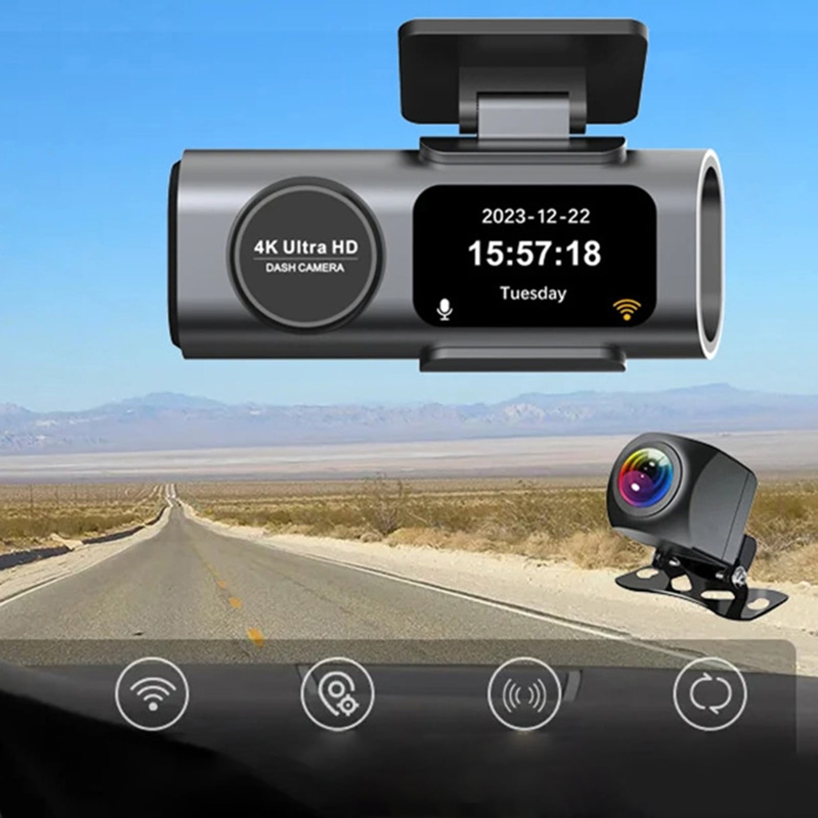Aihimol 4K Lens Driving Recorder WiFi Front And Rear Recording 1.3-inch ...