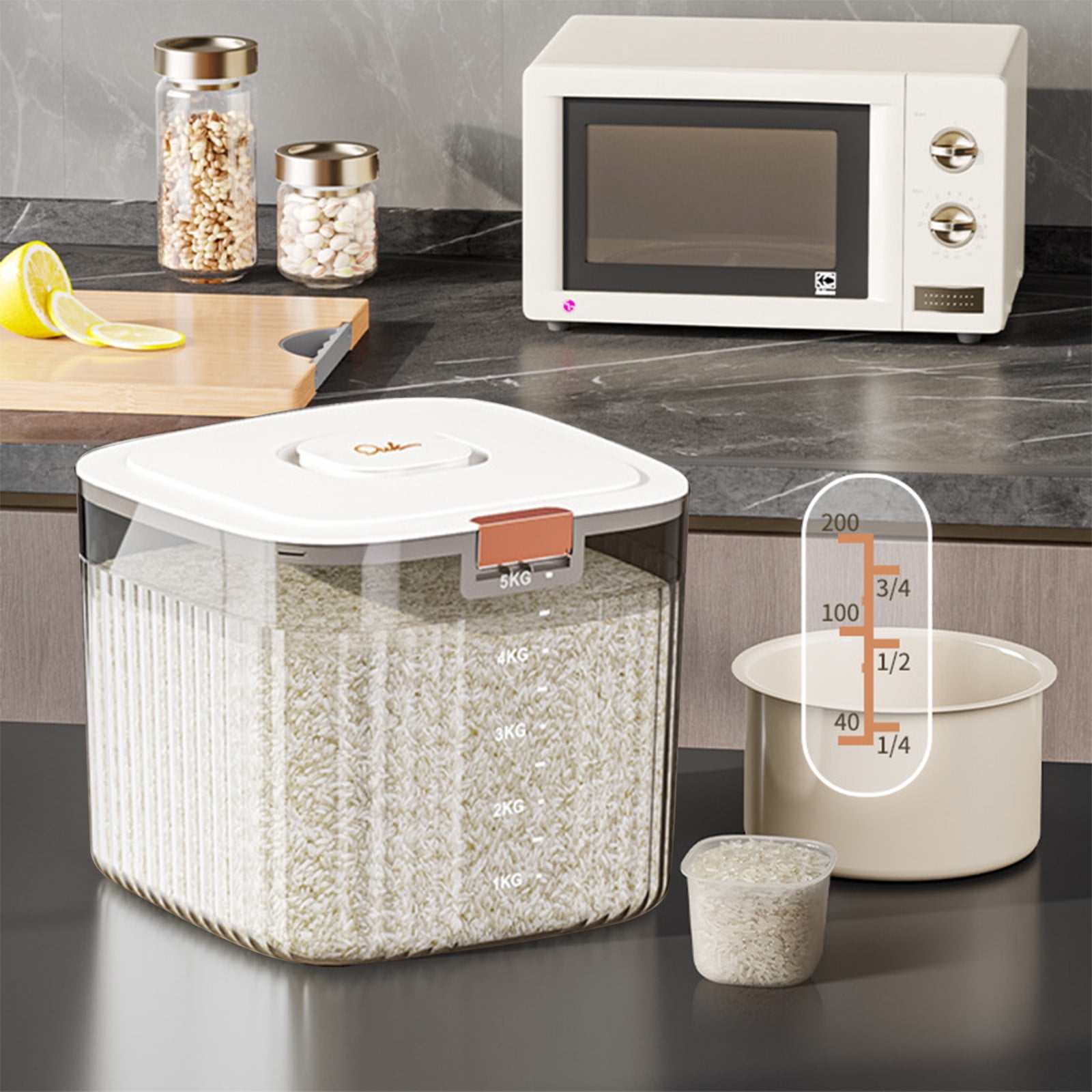 Aihimol Airtight Rice Dispenser -Cover Rice Bucket for Cereal Grain ...