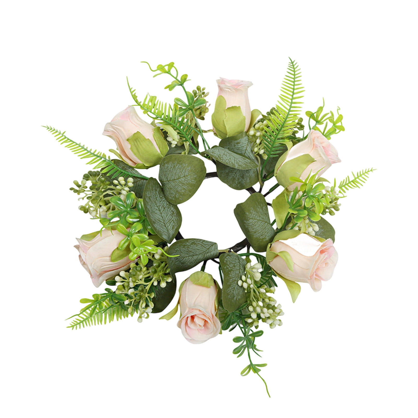 Aihimol Artificial Rose Candle Rings - Floral Wreaths with Eucalyptus ...