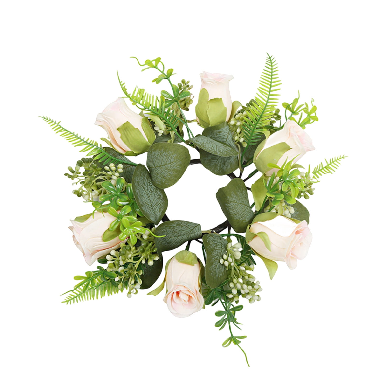 Aihimol Artificial Rose Candle Rings - Floral Wreaths with Eucalyptus ...