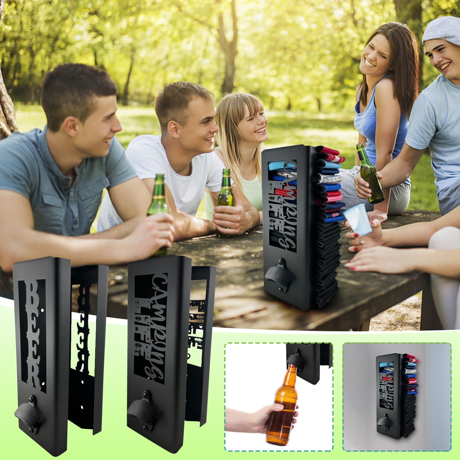 Aihimol Can Cooler Holder with Bottle Opener, Wall Mounted Can Cooler ...