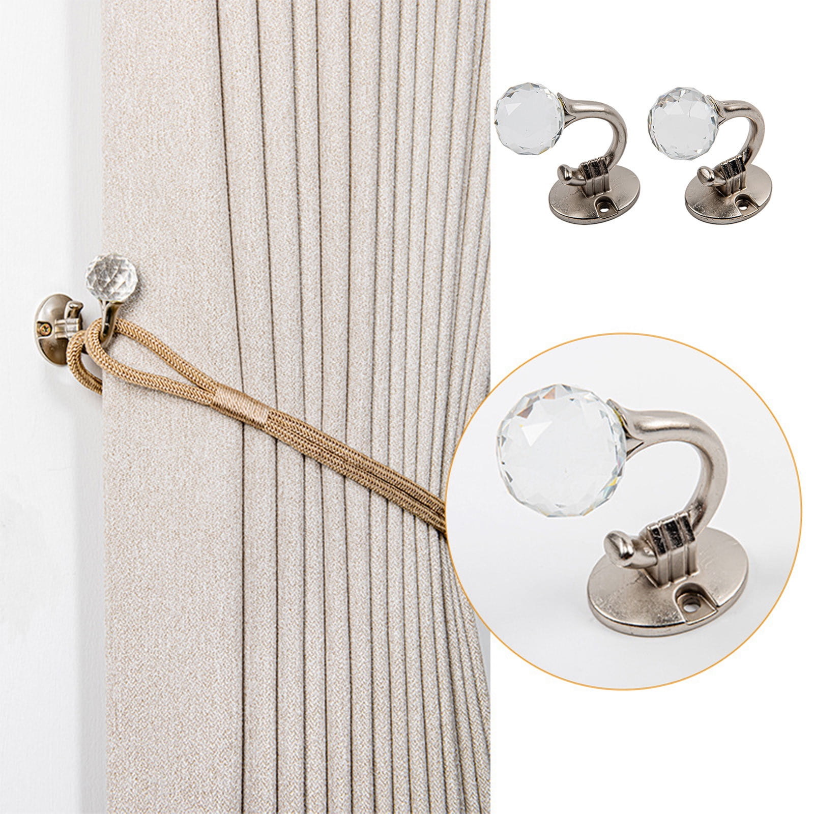 Aihimol Curtain Tie Backs,2 PCS Alloy Curtain Holdbacks Back Hooks Wall ...