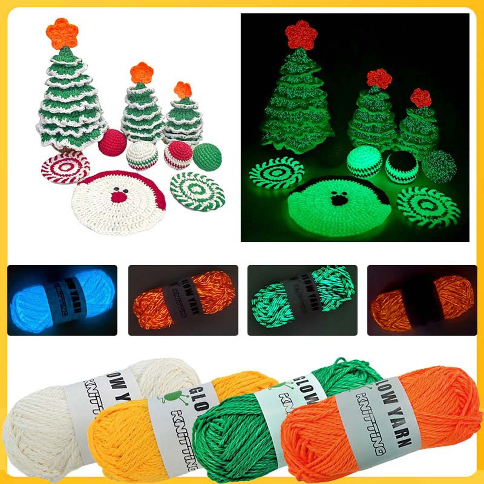 Aihimol DIY Glow in The Dark Yarn - 2 Rolls 164 FT Luminous Wool Yarn ...