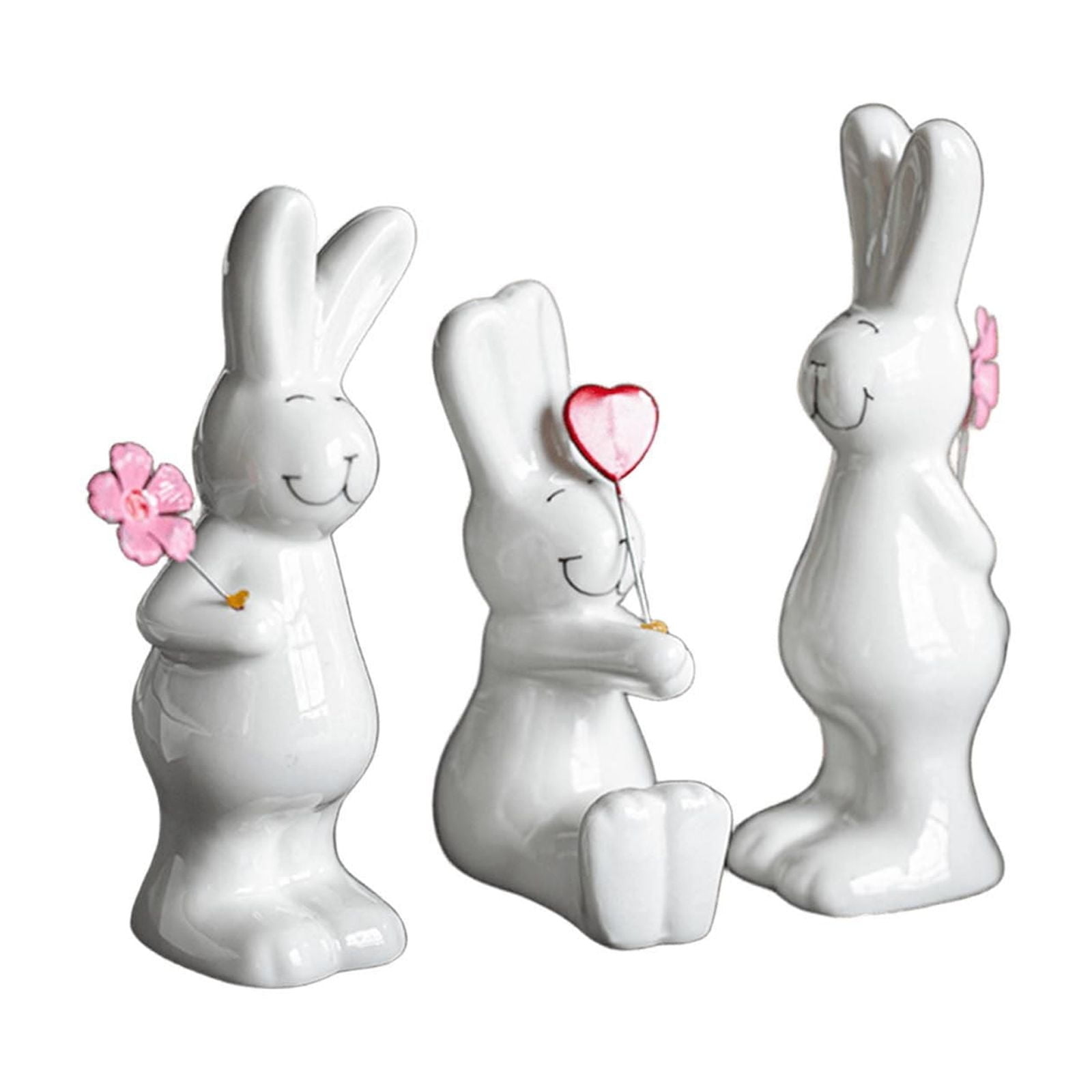 Aihimol Easter Bunny Figurine Ceramic Bunny Rabbits, Porcelain Modern ...