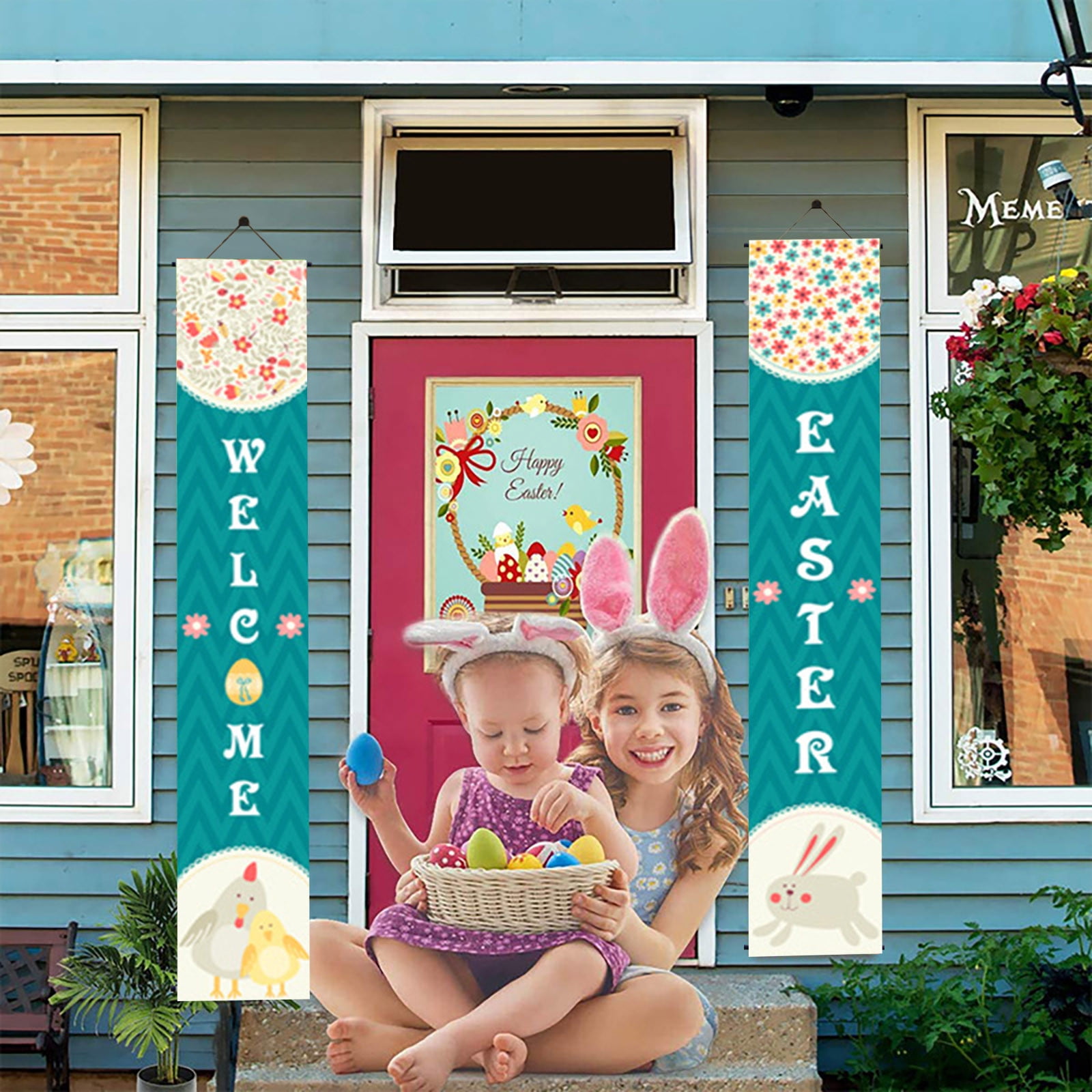 Aihimol Easter Porch Sign, Happy Easter Banner Indoor Outdoor Wall ...