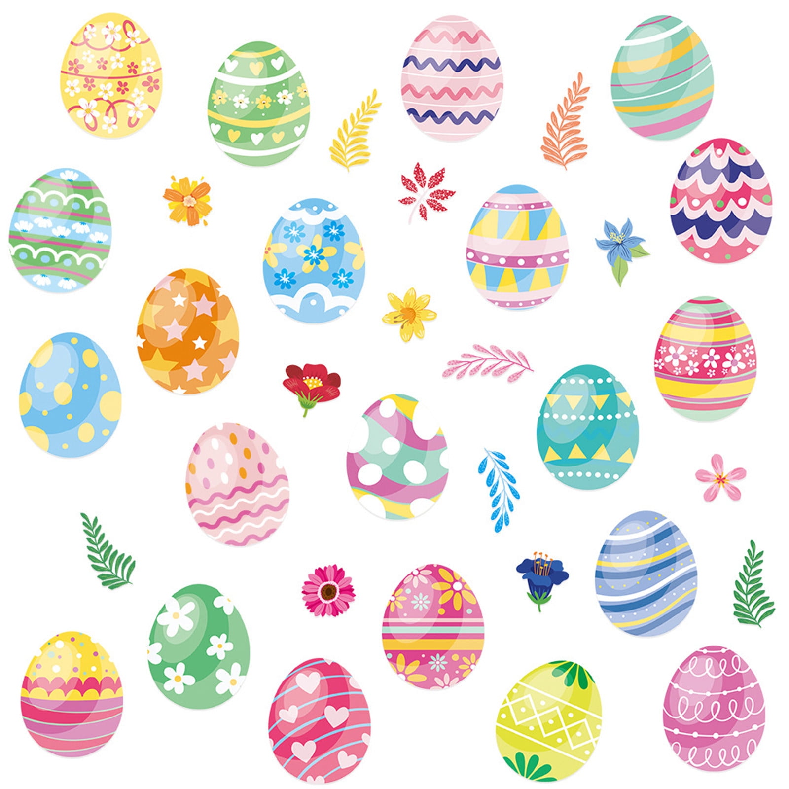 Aihimol Easter Wall Decor Stickers Happy Easter Flower Wall Decals ...