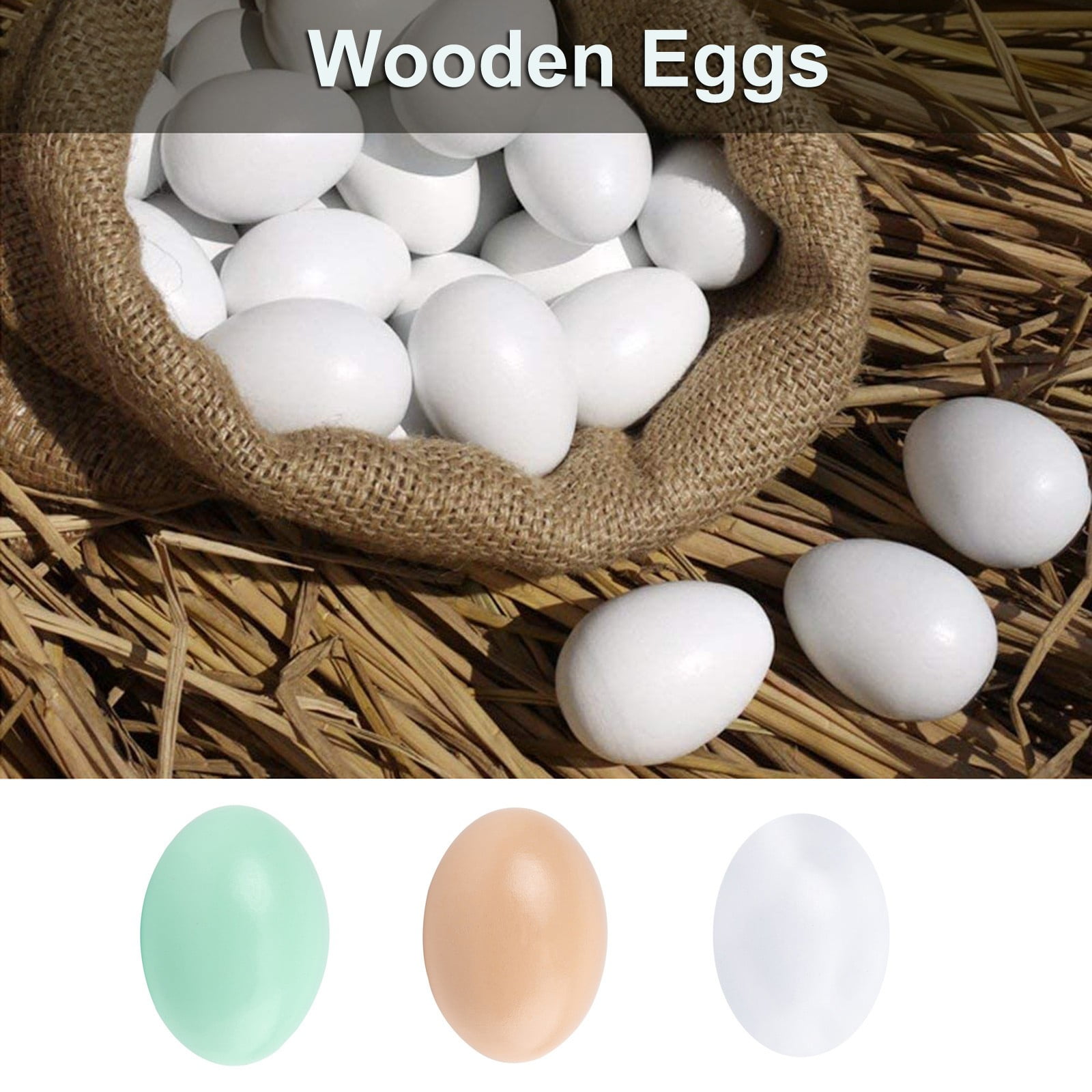 Aihimol Easter Wooden Fake Eggs,3 Color Faux Eggs for DIY Easter Eggs ...