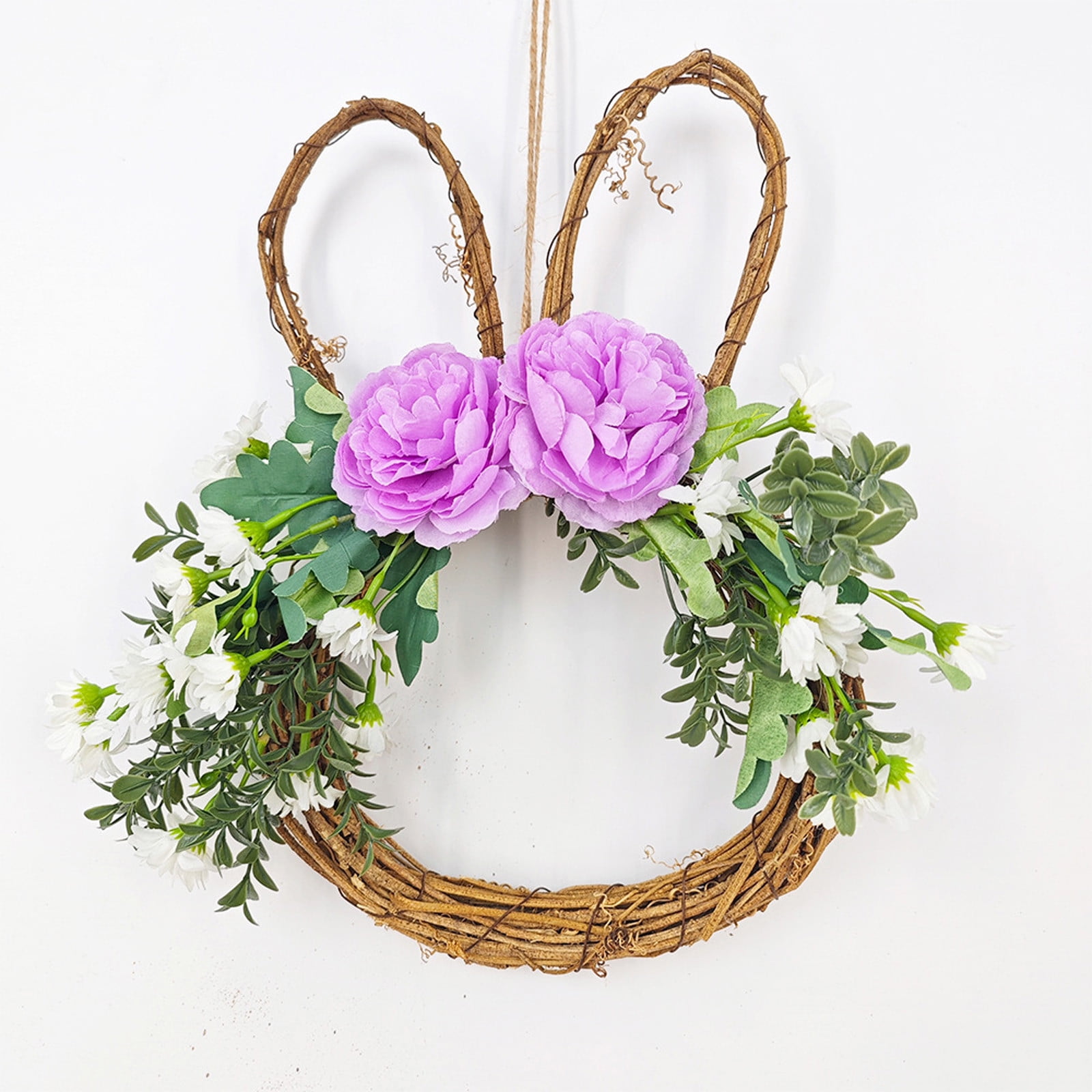 Aihimol Easter Wreath for Front Door Bunny-Shaped Wreath - Bunny Flower ...