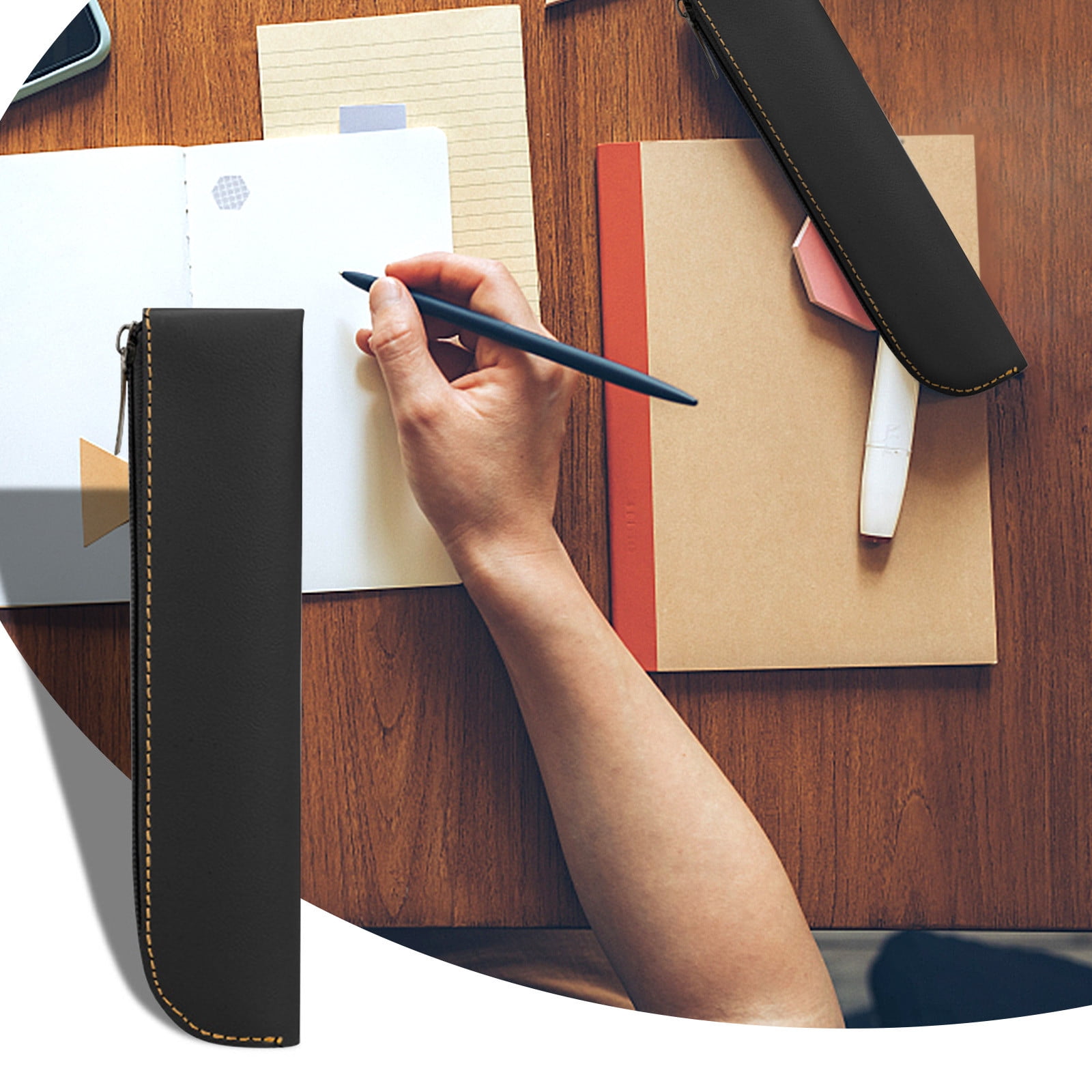 Aihimol Elastic Band Pen Holder Leather Pen Sleeve Pouch Pencil Holder ...