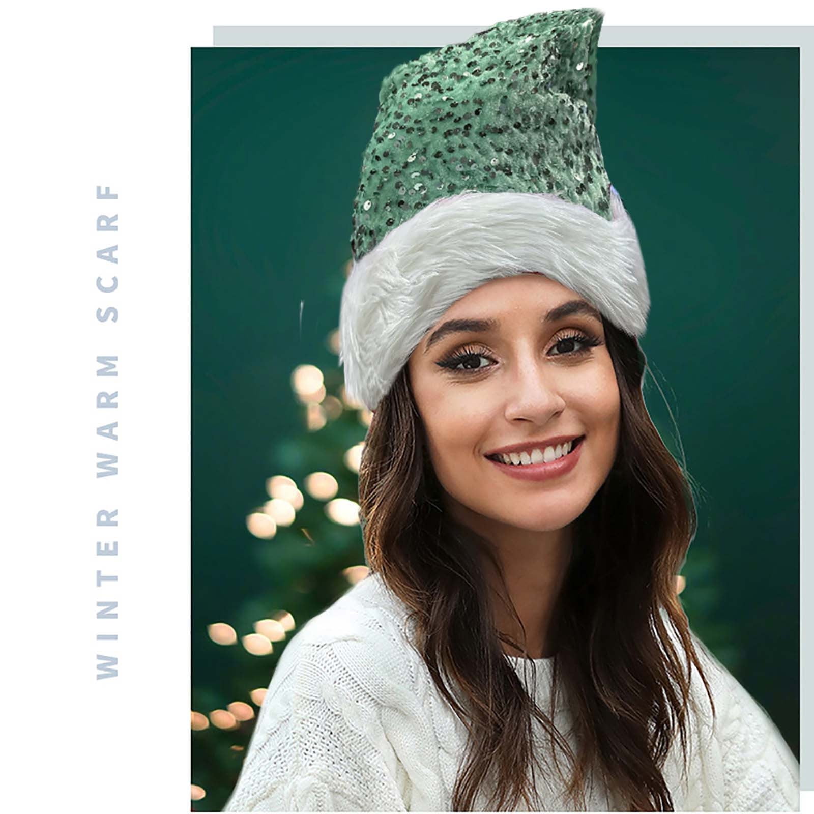 Aihimol Glowing Santa Hat, Santa Hat, Adult Christmas Holiday Hat ...