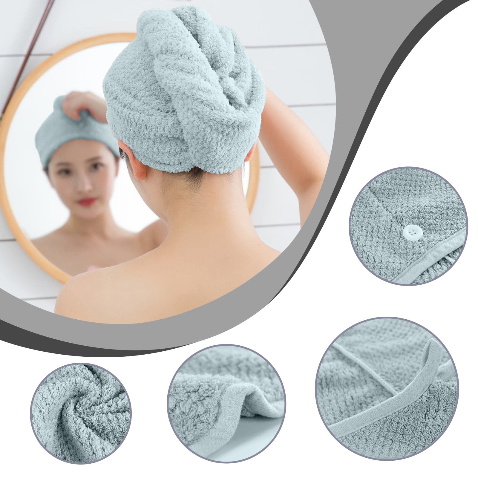 Aihimol Hair Towel With Elastic Rope, Hair Turbans For Wet Hair, Drying ...