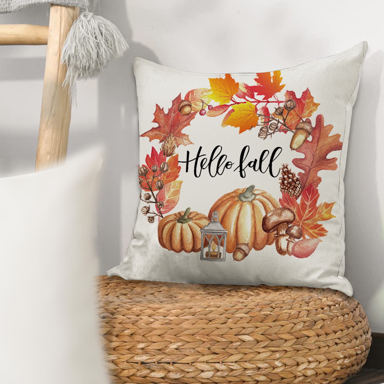 Aihimol Happy Fall Y'all Pumpkin Decorative Throw Pillow Covers 18 x 18 ...