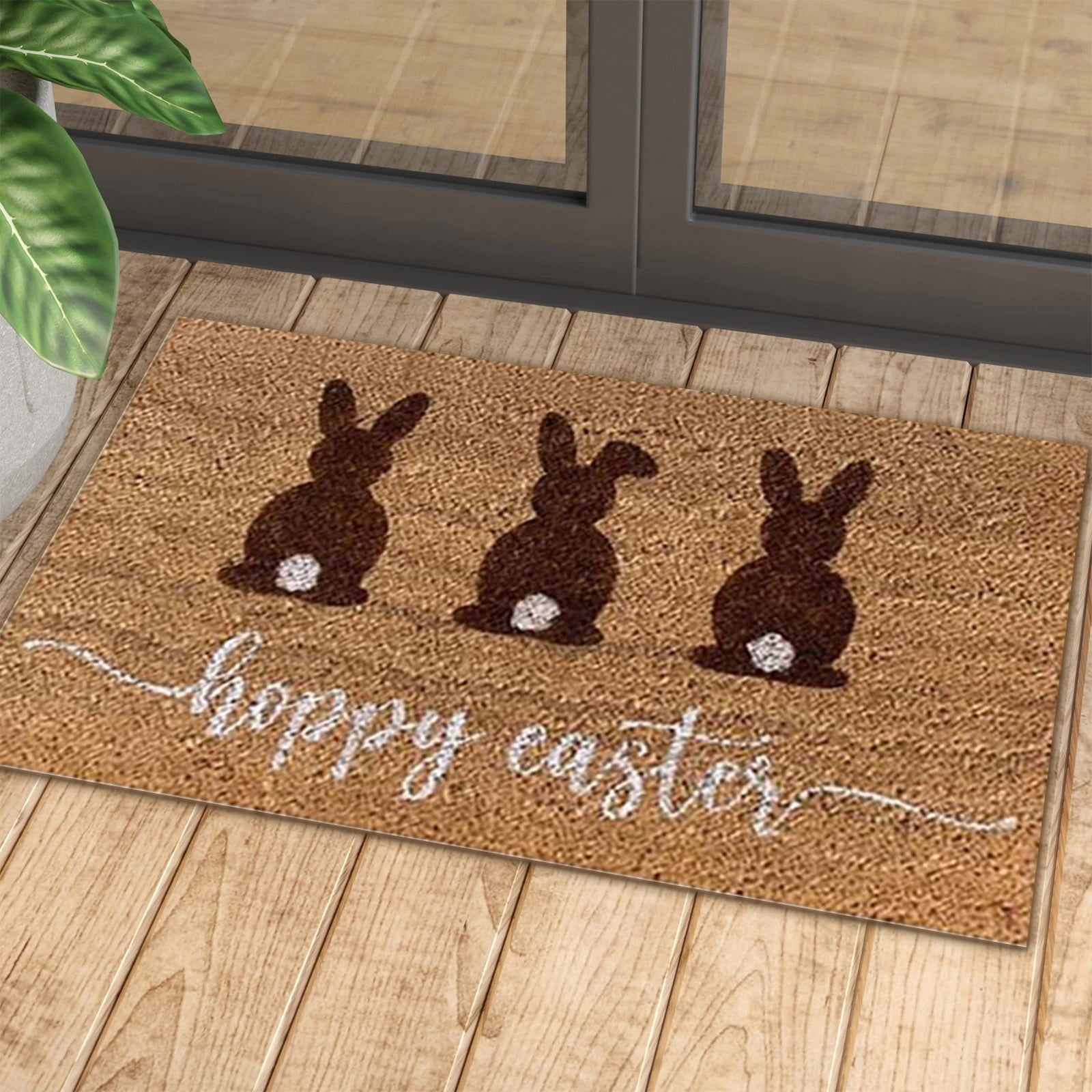 Aihimol Home Doormat Happy Easter Eggs Rabbit Entryway Front Porch Rugs ...
