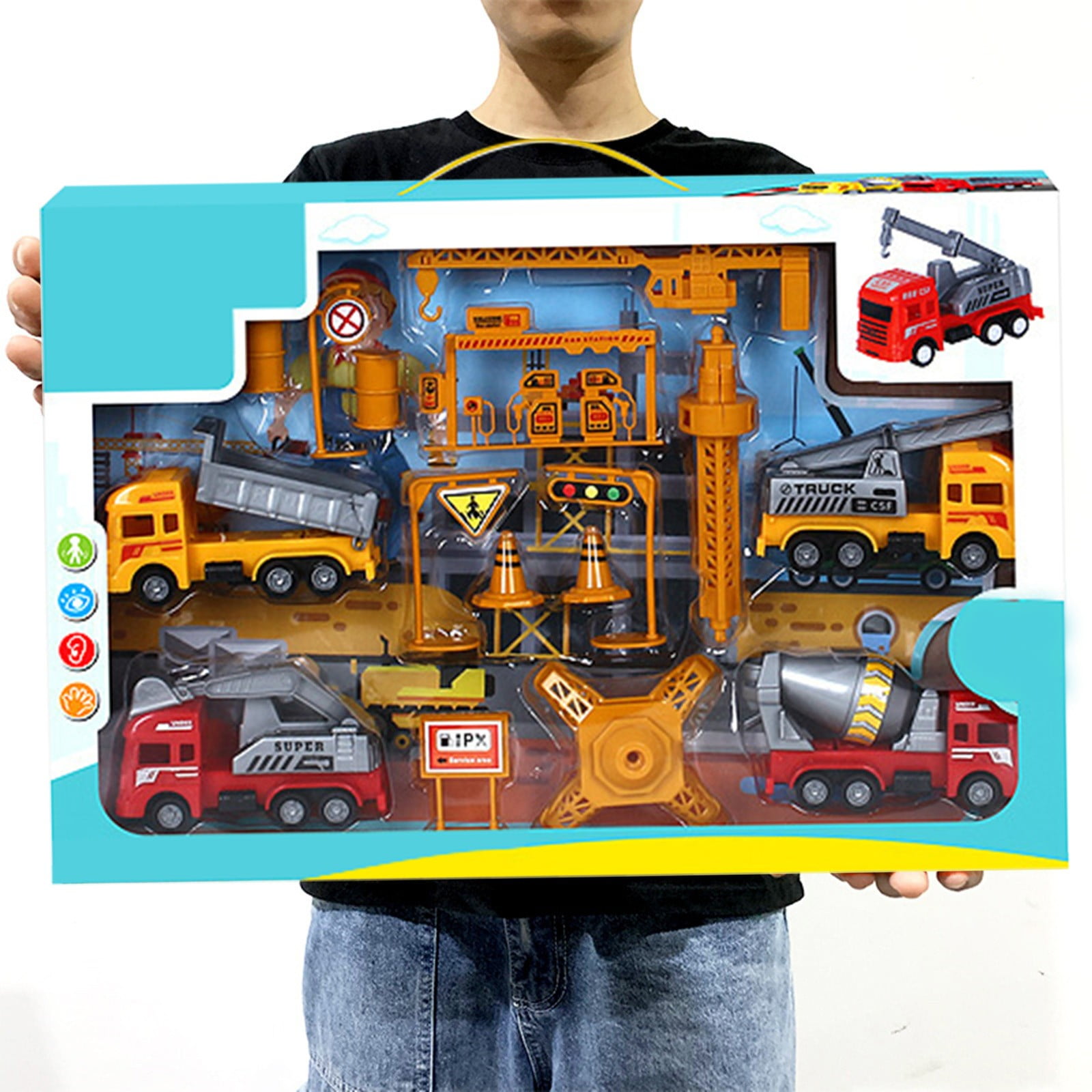 Aihimol Kids Construction Vehicles Playset , Crane, Excavator, Dump ...