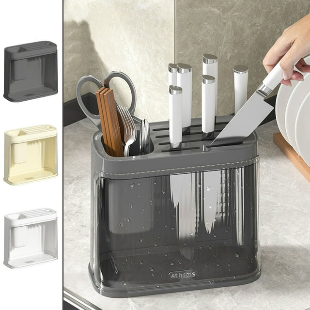 Aihimol Kitchen Plastic Knife Rack Shelf Countertop Multifunctional ...