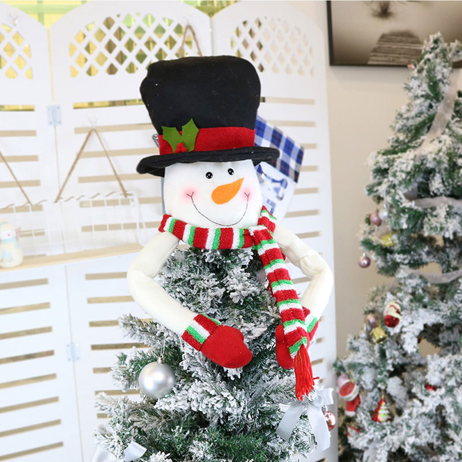 Aihimol Large Christmas Tree Topper Hat Christmas Snowman With Striped ...